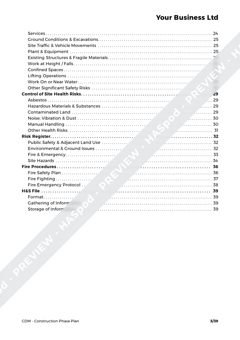 Construction Phase Plan CDM Template - HASpod