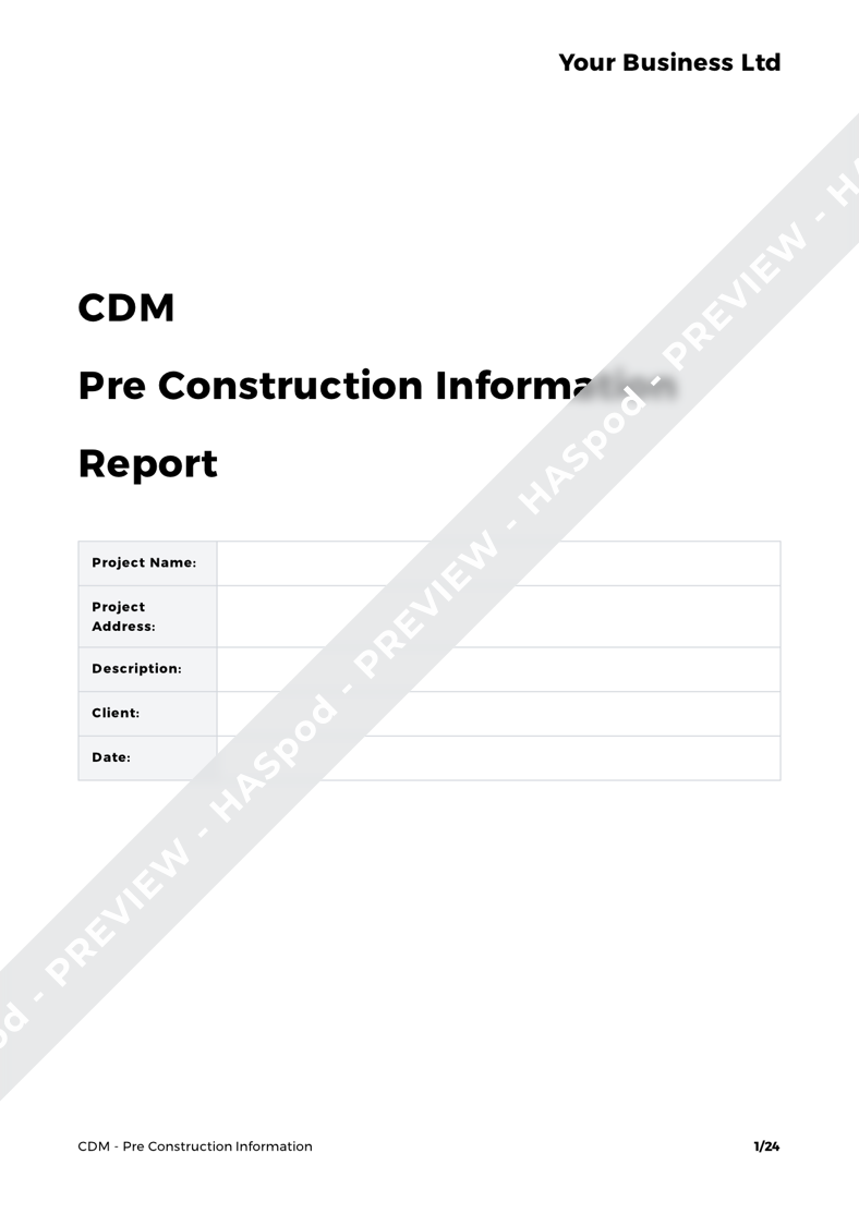 Pre Construction Information CDM Template - HASpod