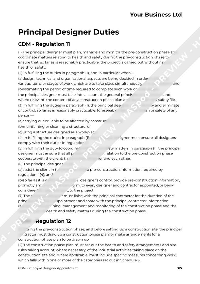 Principal Designer Appointment CDM Template - HASpod
