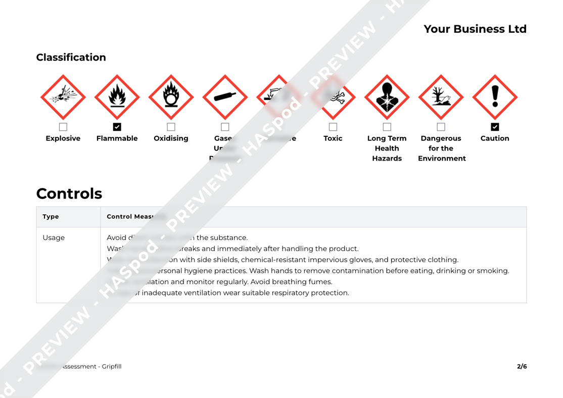 Gripfill COSHH Assessment Template - HASpod