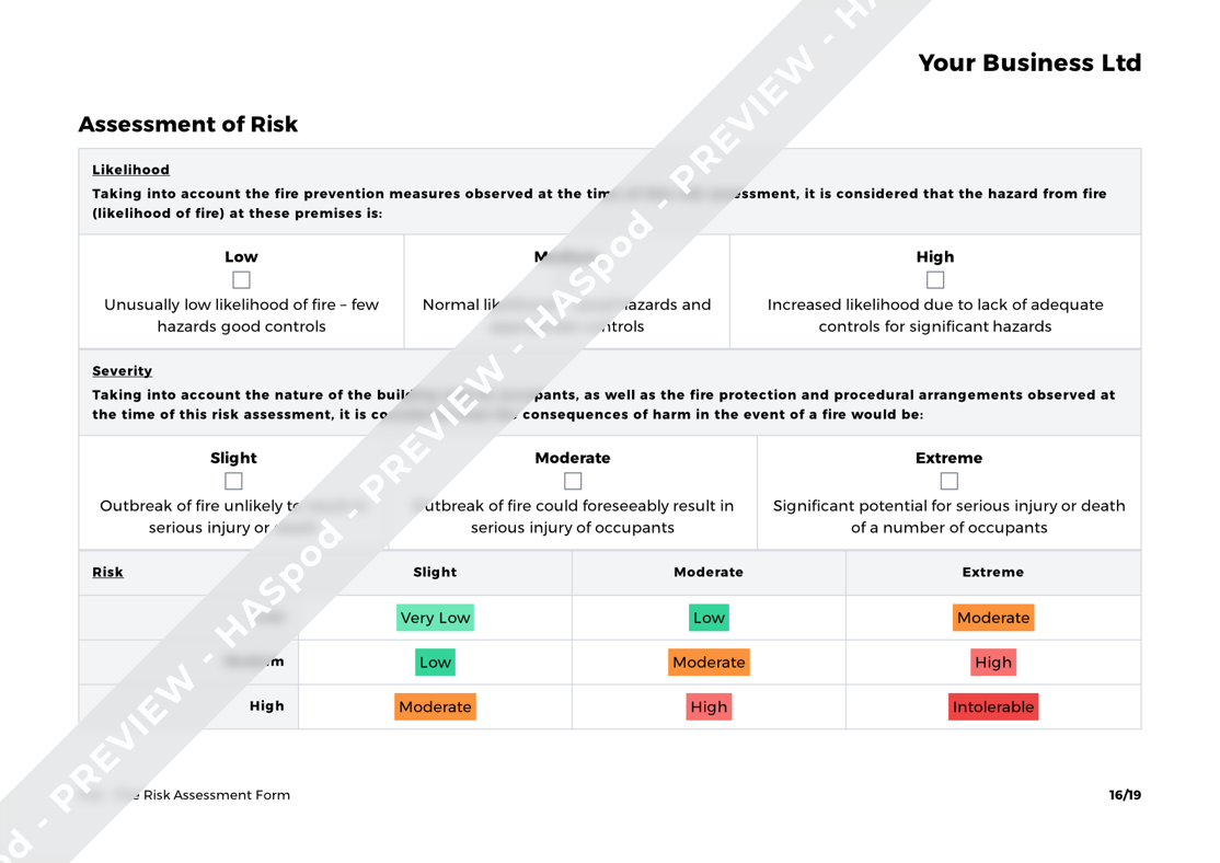 Fire Risk Assessment Form Fire Template - HASpod