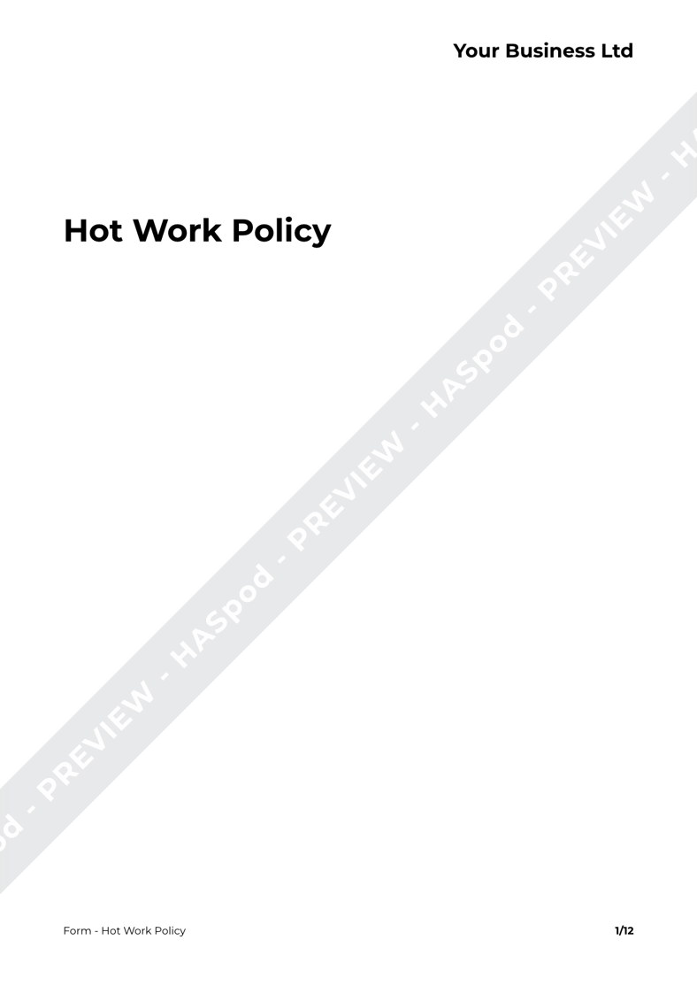 Hot Work Policy Form Template - HASpod