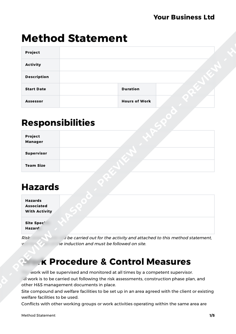 The Difference Between Risk Assessments And Method Statements - HASpod