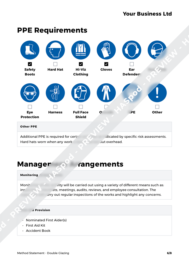 Double Glazing Method Statement Template - HASpod