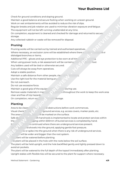 Gardening Method Statement Template - HASpod