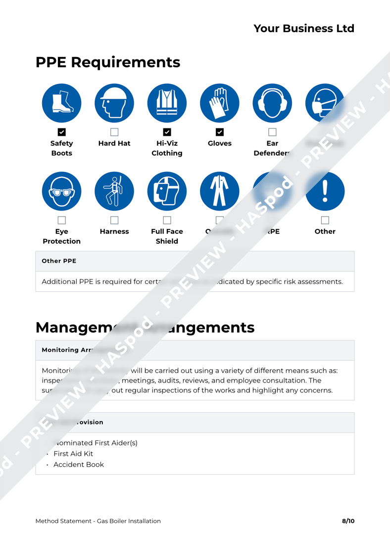 Gas Boiler Installation Method Statement Template - HASpod