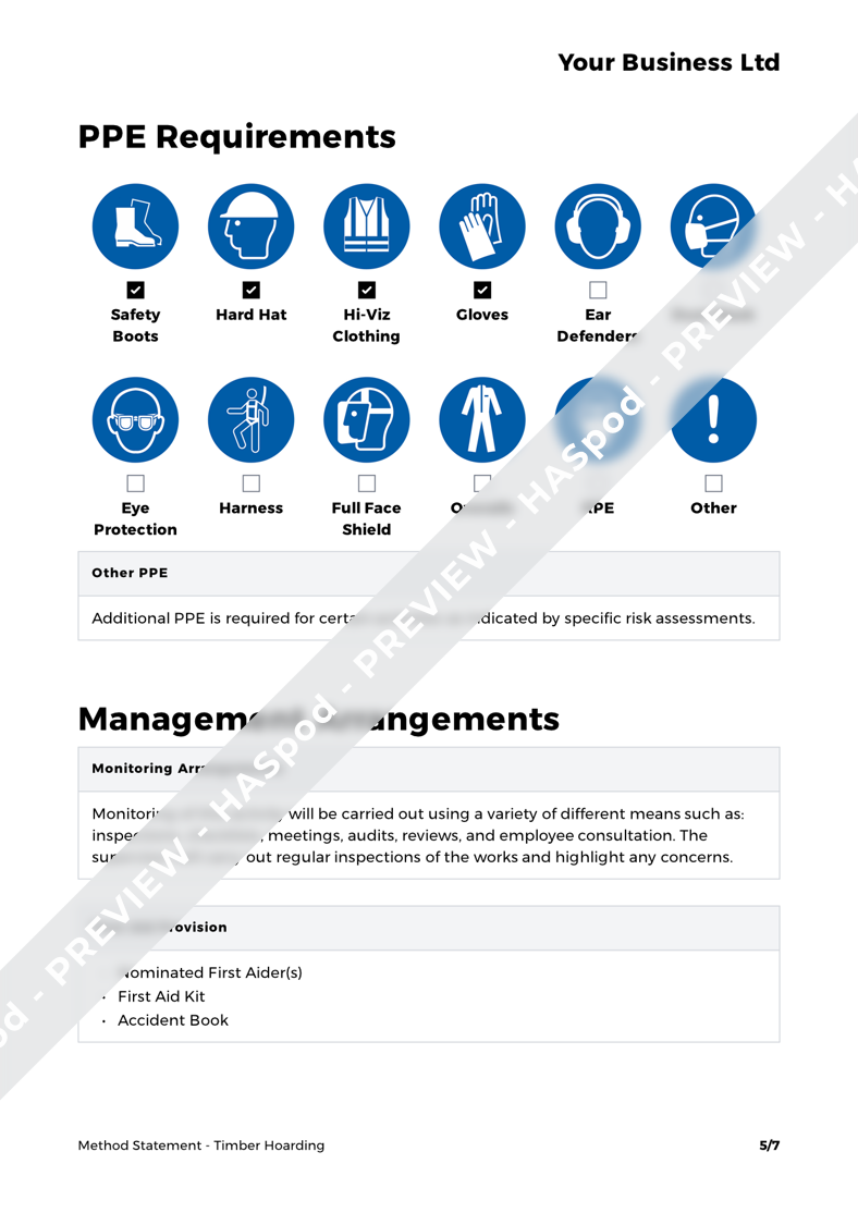 Timber Hoarding Method Statement Template - HASpod