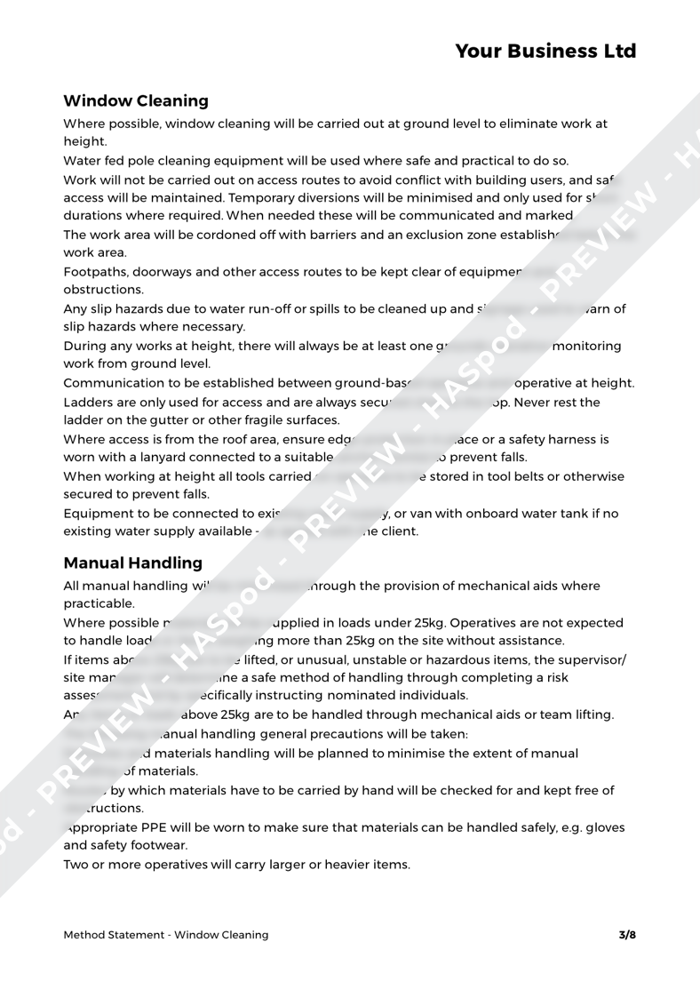 Window Cleaning Method Statement Template - HASpod