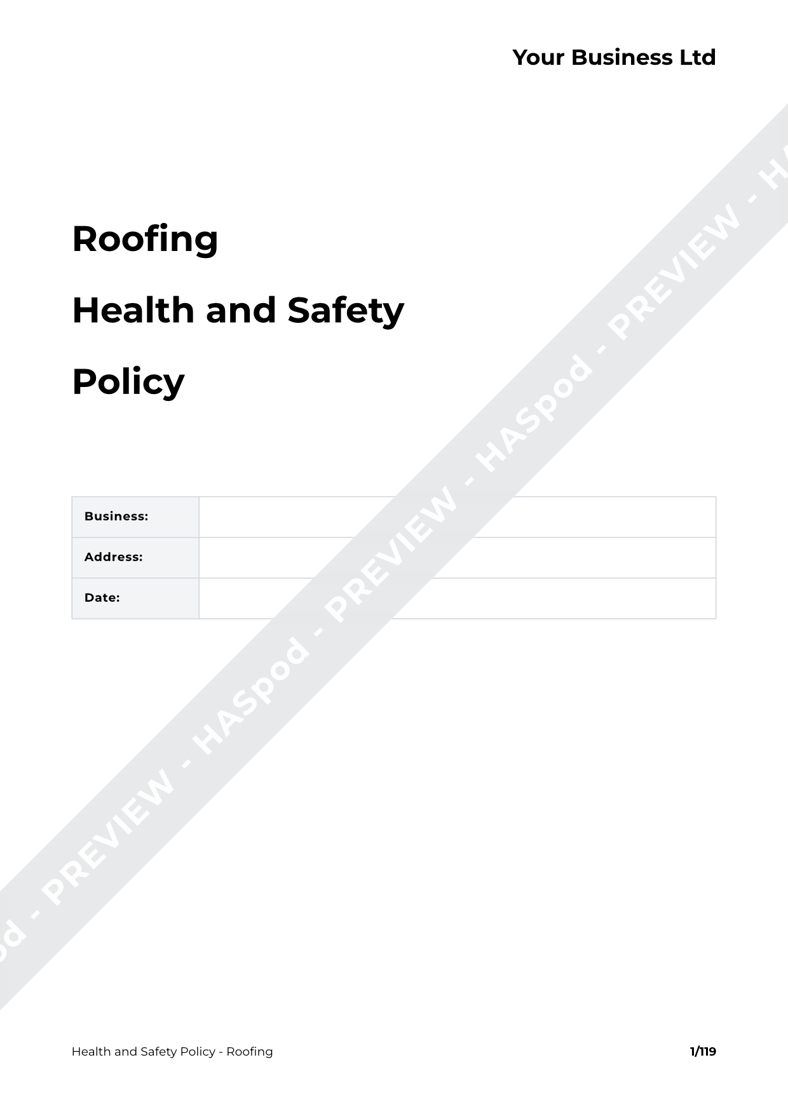 Roofing Health and Safety Policy Template - HASpod
