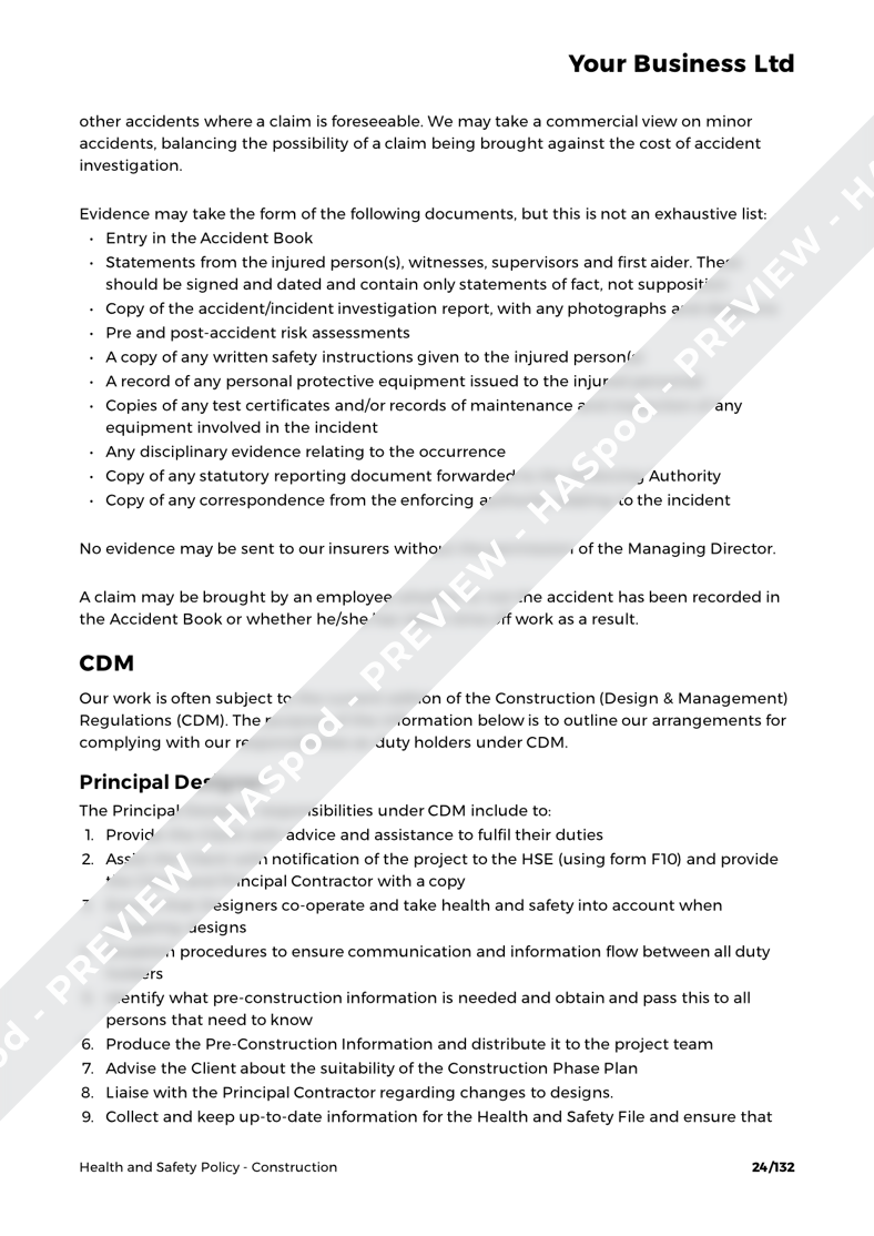 Construction Health and Safety Policy Template - HASpod
