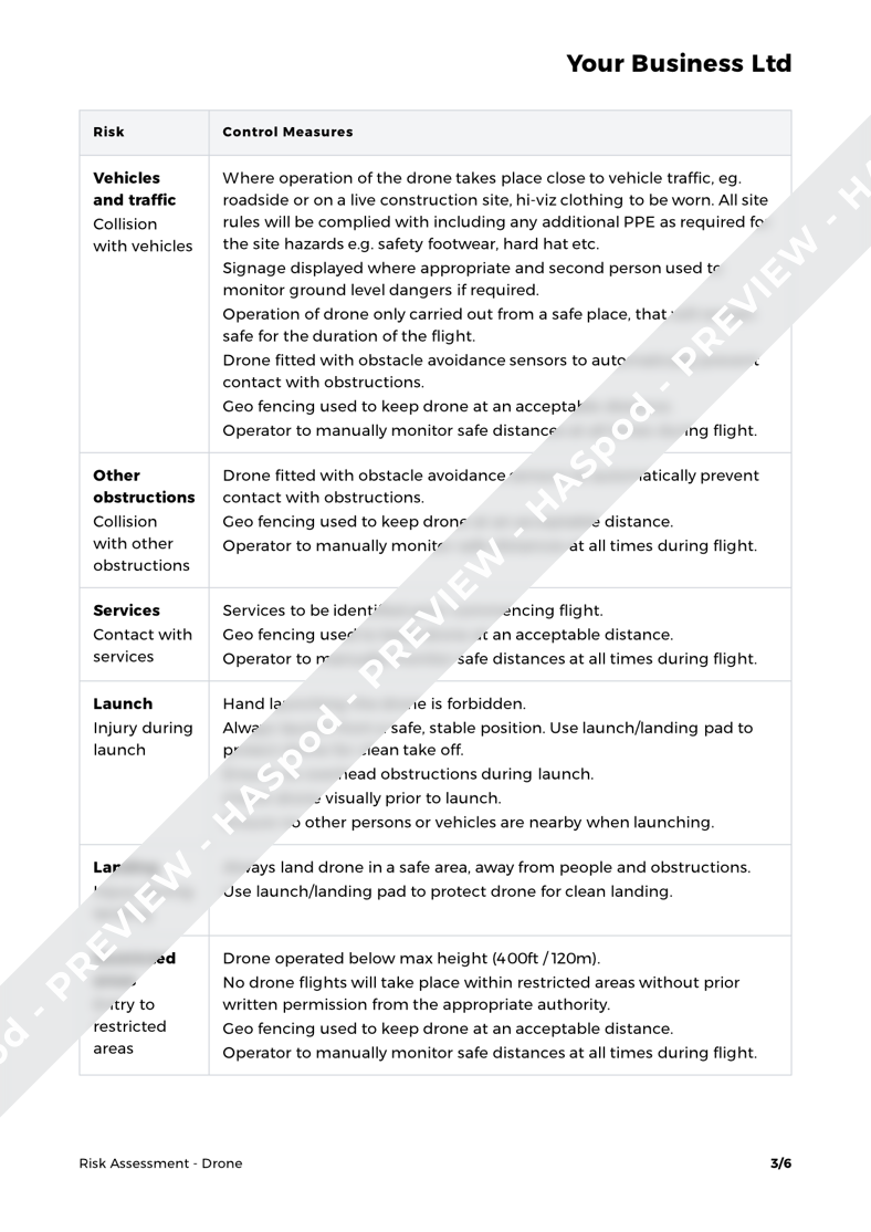 Drone Risk Assessment Template - HASpod