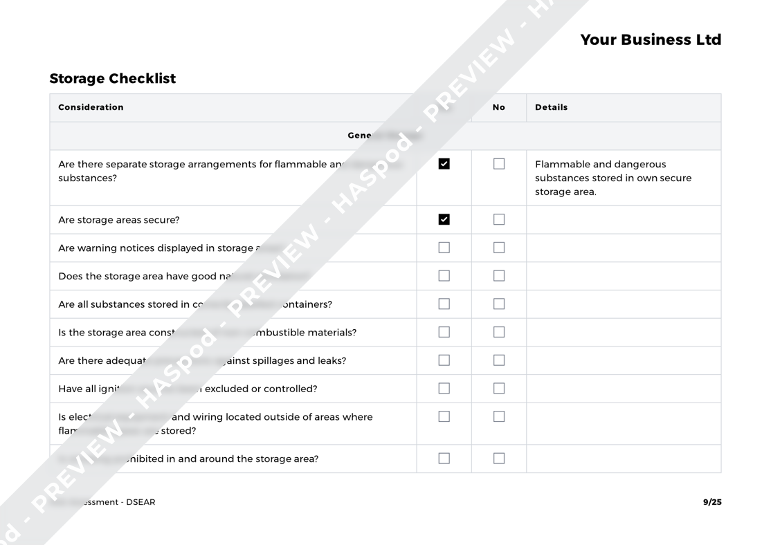 DSEAR Risk Assessment Template - HASpod