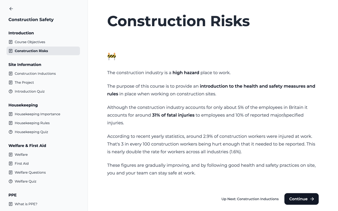 Construction Safety eLearning Course - HASpod