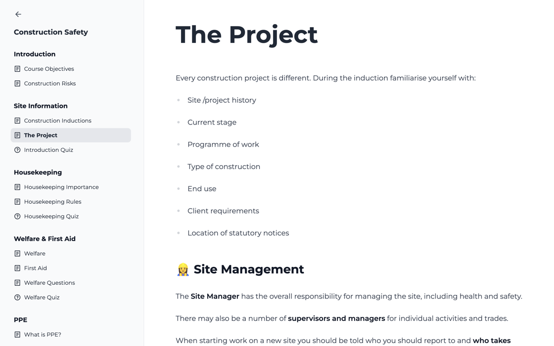 Construction Safety eLearning Course - HASpod