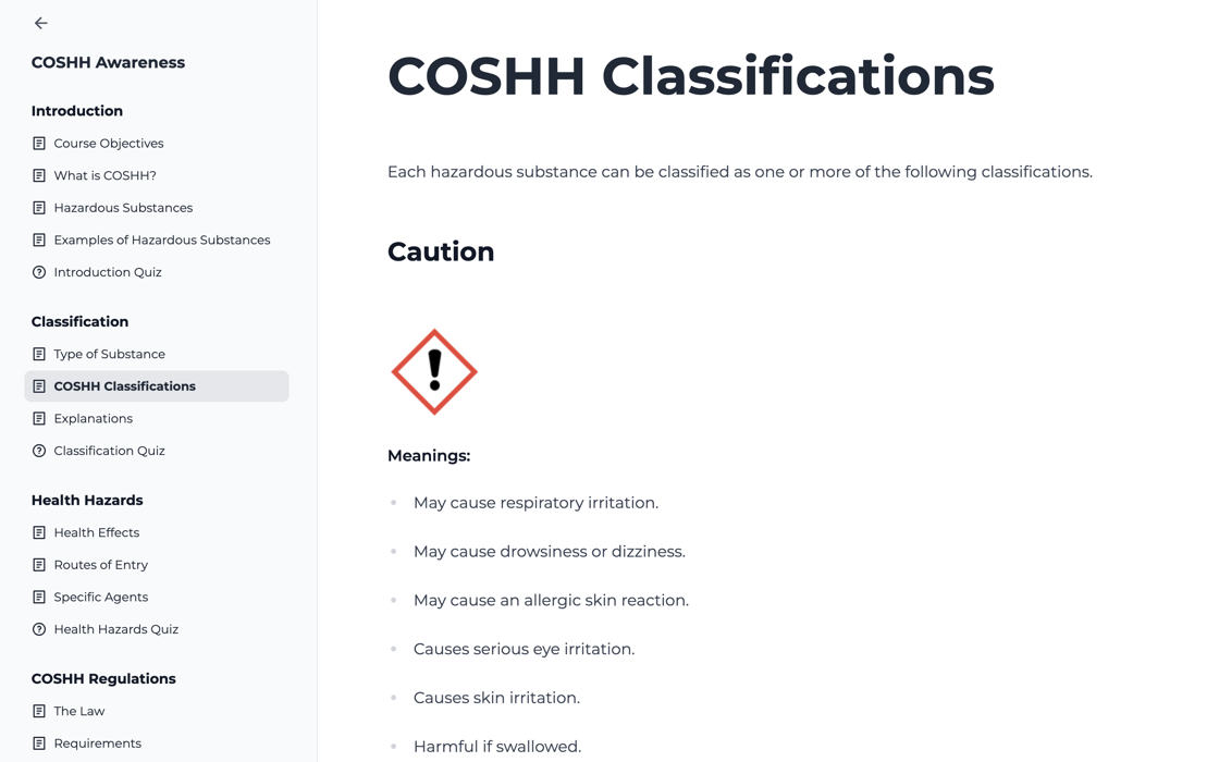COSHH Awareness eLearning Course - HASpod