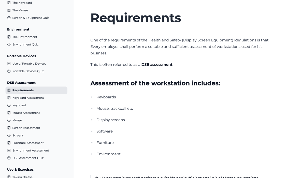 DSE Display Screen Equipment eLearning Course - HASpod