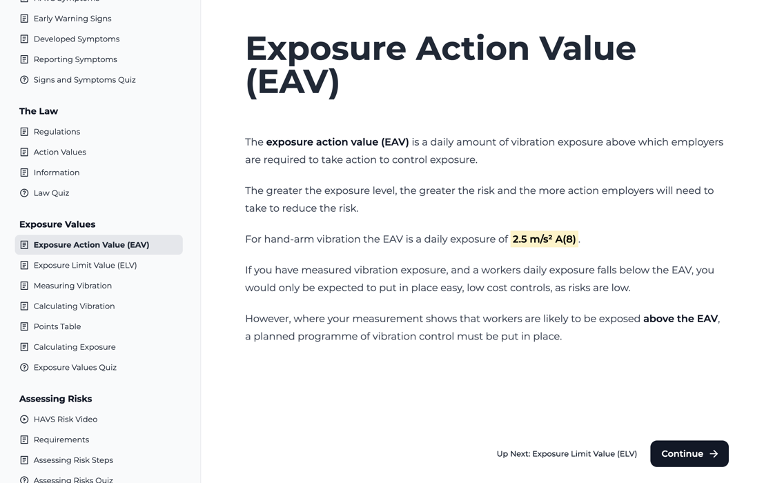 HAVS Awareness eLearning Course - HASpod