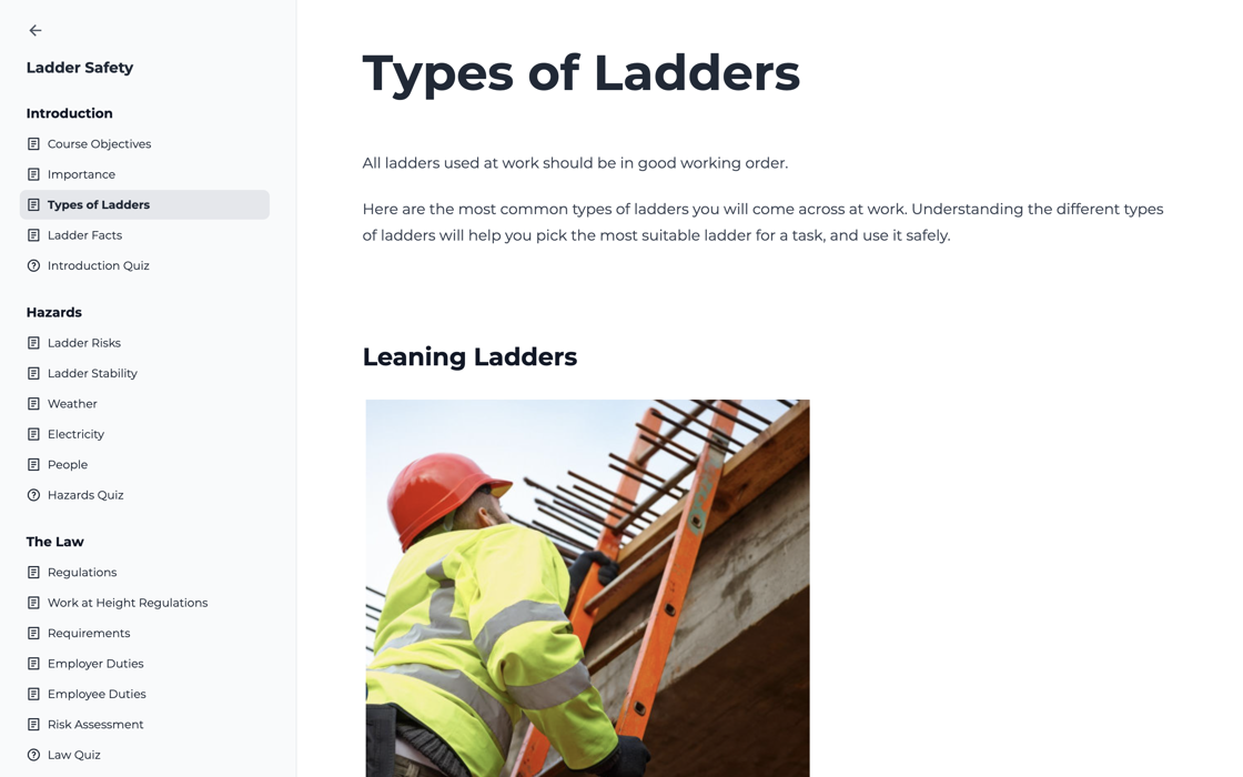 Ladder Safety eLearning Course - HASpod