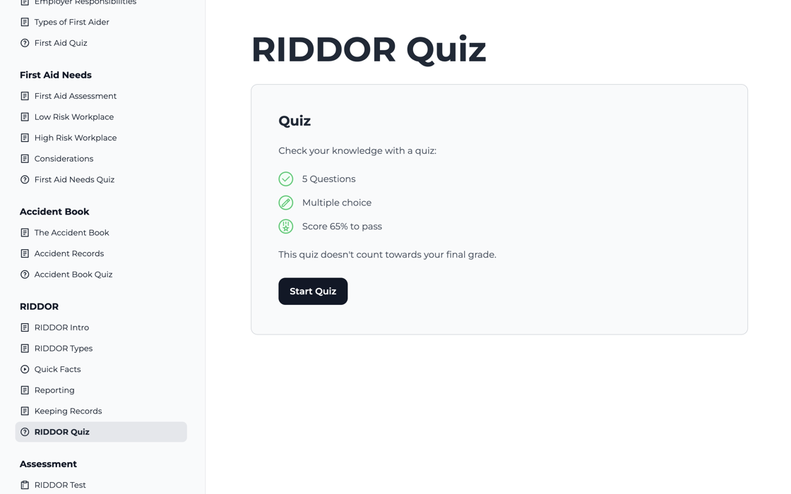 RIDDOR eLearning Course - HASpod