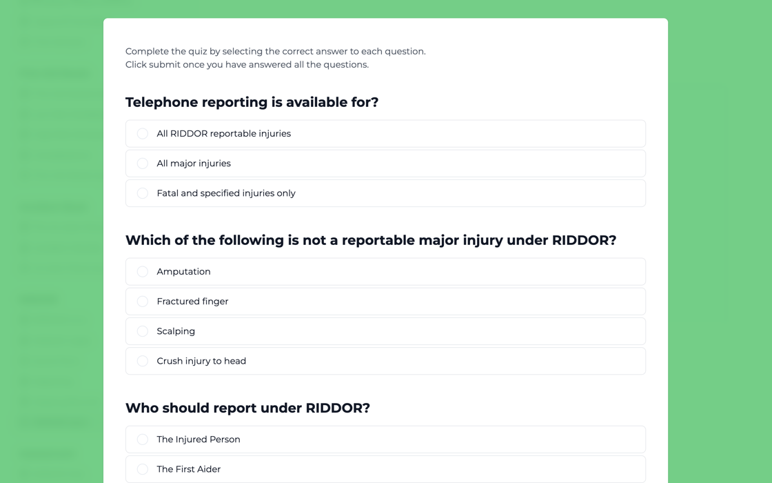 RIDDOR eLearning Course - HASpod