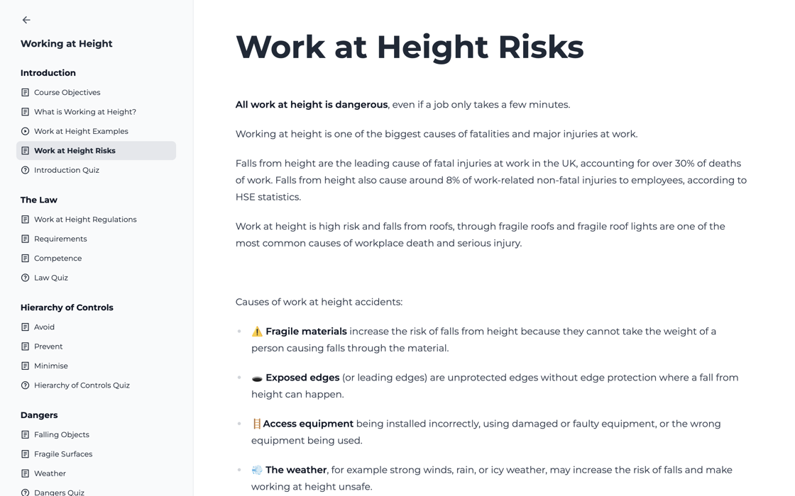 Working at Height eLearning Course - HASpod